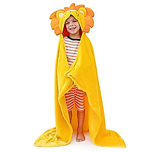 Canoogles Lion Wearable Hooded Blanket for Kids, Blanket Hoodie, Soft, Cozy Hooded Fleece Blanket, Machine Washable, 40" H x 50" W, One Size