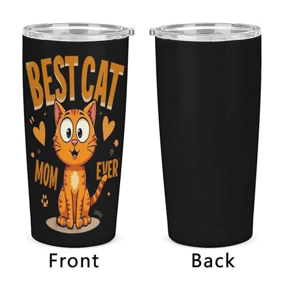 Best Cat Mother Ever Cute Orange Cat 20 OZ Stainless Steel Tumbler Travel Car Coffee Mug with Straw Lid Cleaning Brush Coffee Tumbler Mug for Women Men