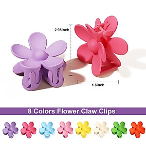 Tyfthui 8 Pieces Flower Hair Clips, Matte Daisy Hair Claw Clips, 8 Colors Cute Hair Clips, Non-Slip Strong Clips for Women's Thick and Thin Hair, Women's Hair Accessories, Gifts for Girls (Color A)