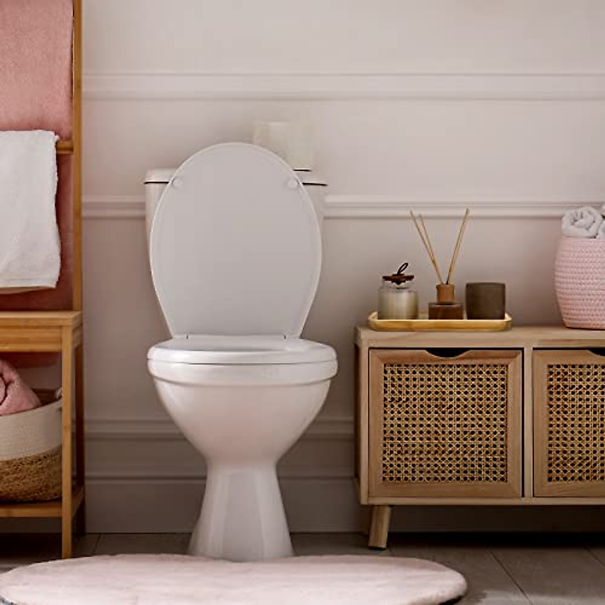 2 Pcs Bamboo Tray Bathroom Counter Tray Bathroom Tray Organizer Bamboo Toothbrush Holder Bathroom Counter Decor, 11.4 x 6.3 x 0.8 Inches, 9.8 x 5.5 x 0.8 Inches