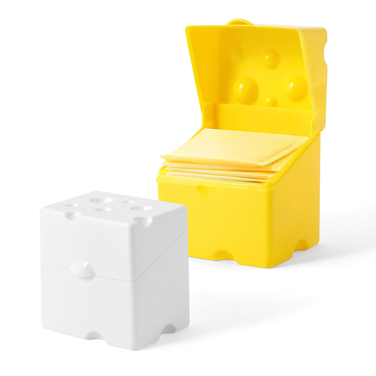 HooYiYuuX 2Pcs Sliced Cheese Slice Holder Container for Refrigerator, Cow Cheese Storage Container for Fridge with Flip Lid, Butter Block Cheese Keeper Saver Box,Kitchen Gadget for Saving Cheese