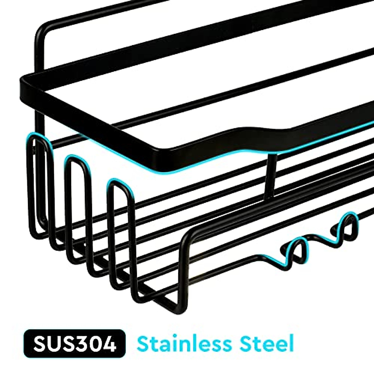 CXYHMG Adhesive Shower Caddy Bathroom Shelf, 2 Pack Shower Organizer, Large Capacity, Rustproof, for Bathroom or Kitchen. (BLACK)