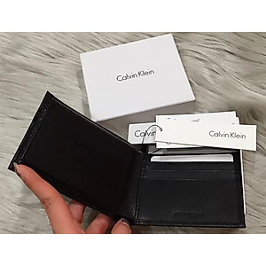 Calvin Klein Men's Genuine Leather Wallet with RFID Protection Black, Black, Standard, American, Black, std, American
