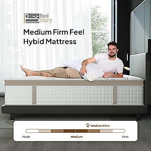 BedStory King Mattress, 14 Inch King Size Hybrid Mattresses in a Box with Pocket Spring Motion Isolation No Fiberglass CertiPUR-US Certified