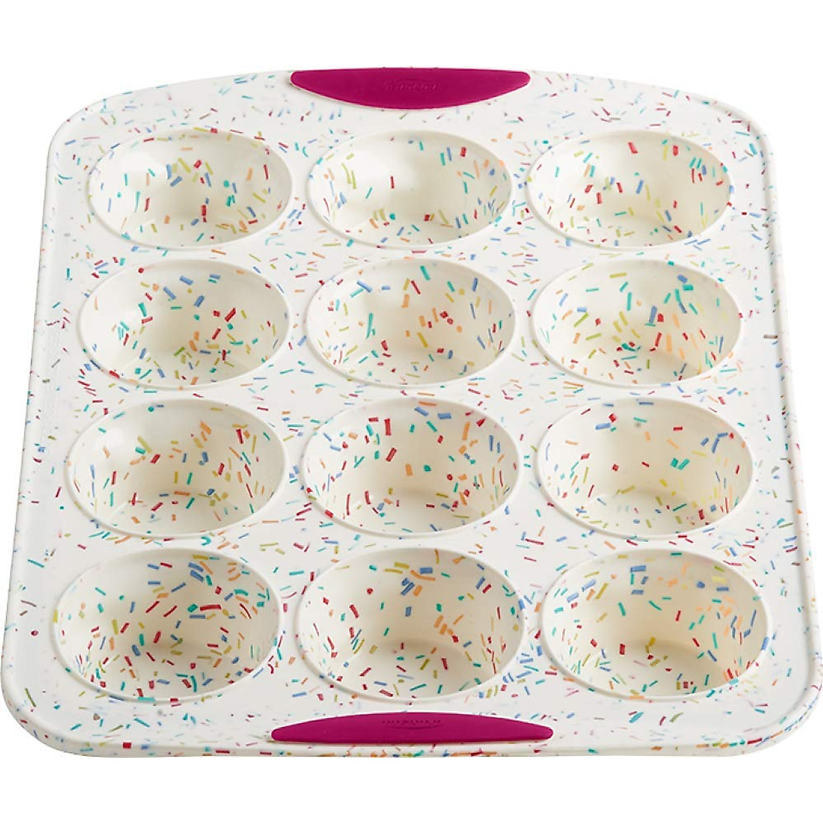 Trudeau - 5118553 Trudeau Structured Silicone Muffin Pan, 12 Cup, Confetti/Fuschia