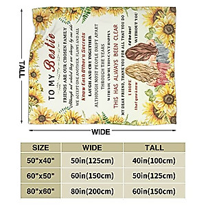 to My Bestie Blanket for Women Ultra Soft Flannel Throw Blanket for Sister Girls BFF for Sofa Bed Friendship Gift for Friends Birthday Anniversary 50 x 60 Inch