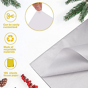 Blisstime 106 Sheets Silver Tissue Paper Gift Wrap Bulk, 19.5" x 13.6" Christmas Tissue Paper for Wrapping, 6 Assorted Designs Golden Stars Snow Dots for Christmas Gift Bags, DIY and Craft
