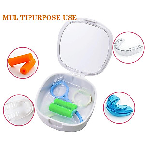 Ocircle Retainer Case, With mirror and ventilation holes, For Night Guards, Aligner Trays, Mouth Guard,Denture Case, Mouthguard. Light & Easy to Carry & Multipurpose(White)