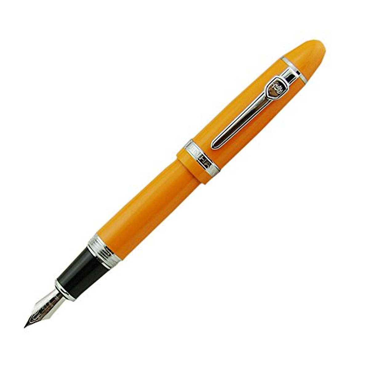 Lanxivi Jinhao 159 Fountain Pen Orange Color Silver Trim Big Heavy with Pen Pouch