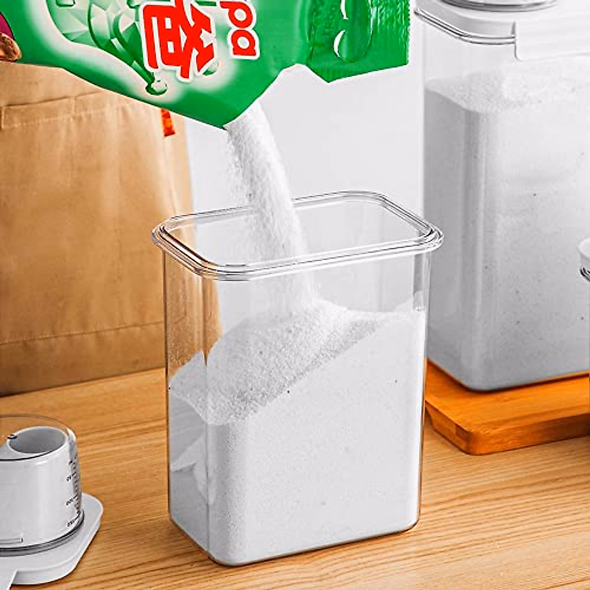 CHDHALTD 1100ml/1800ml/2300ml Laundry Detergent Dispenser, Washing Powder Container Airtight Storage Bucket Laundry Detergent Powder Box(M)