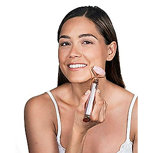 Finishing Touch Flawless Contour Vibrating Facial Roller & Massager, Rose Quartz