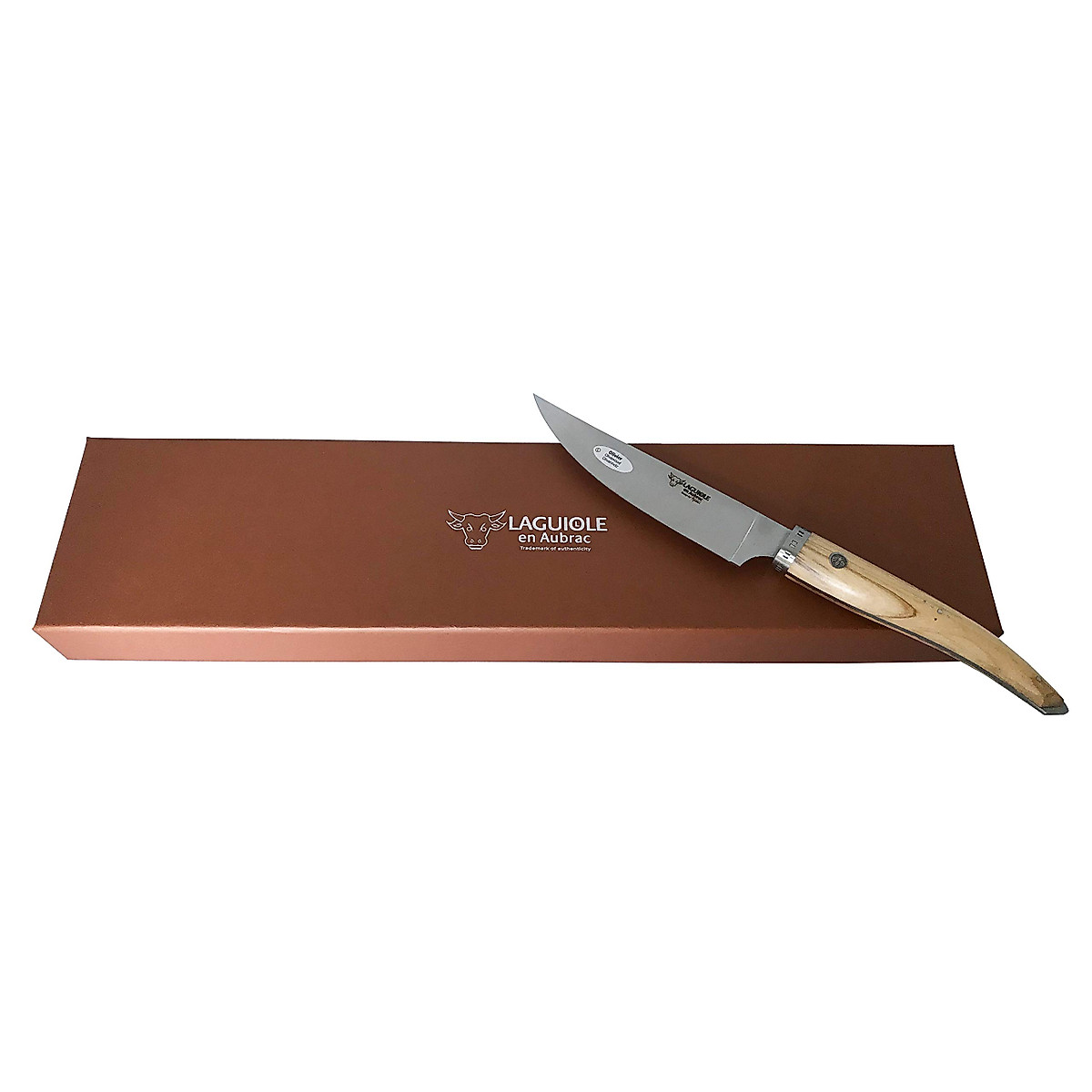 Laguiole en Aubrac Cuisine Gourmet Stainless Fully Forged Steel Made In France Cook's Chef's Knife With Olivewood Handle, 6-in / 15cm