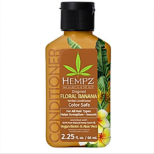 Hempz Biotin Conditioner - Original Light Floral & Banana - For Growth & Strengthening of Dry, Damaged and Color Treated Hair, Hydrating, Softening, Moisturizing - Travel Size 2.25 Fl OZ