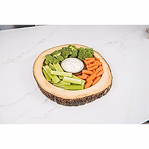 Lipper International Acacia Bark Round Dipping Platter with Ceramic Bowl
