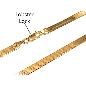 Savlano 18K Gold Plated 925 Sterling Silver Solid Italian Herringbone Magic Diamond Cut Link Chain Bracelet With Gift Box For Women & Men - Made in Italy (8, 4.5mm)