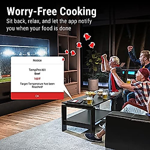 TempPro 500FT Wireless Meat Thermometer for Grilling and Smoking, Bluetooth Meat Thermometer Wireless with Dual Temperature Alert, Digital Food Cooking BBQ Thermometer for Smoker, Oven & Rotisserie