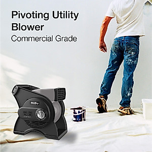 Air King Commercial Grade Pivoting Utility Fan, for Cooling, Ventilating, Exhausting and Drying at Home, Job Site, Work Shop, Construction, 3 Speeds, 11.25", Black, 9550