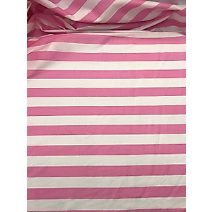 Sal Tex Fabrics, 1" Stripe Poly Cotton Fabric Print, Two Color Combination, Sells by The Yard, 60" Wide (Pink/White)