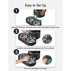 PETLIBRO Pet Food Splitter with Stainless Steel Bowls, Automatic Cat Feeder Bowls for Two Cats or Dogs, Suitable for PETLIBRO Automatic Cat Feeder PLAF005, PLAF006, PLAF103, PLAF203