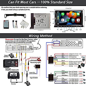 7 Inch Double Din Car Stereo Support Apple CarPlay Android Auto Mirror Link Capacitive Touchscreen Monitor Car Play Radio with Bluetooth 5.0, FM Radio, USB/TF/AUX Port, Backup Camera, Remote Control