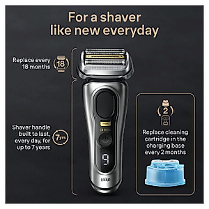 Braun Series 9 PRO+ Electric Razor for Men, 5 Pro Shaving Elements and Shave-Preparing ProComfort Head for Closeness & Skin Comfort, 6in1 SmartCare Center, Wet or Dry Use, Charging Stand, 9597cc