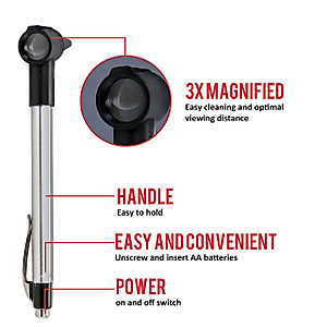 Serenelife Compact Fiber Optic Otoscope - Digital Bright LED Ear Light Design & 3x Magnification with Travel Case - Washable Speculum Tip - SLOTOSPE02,Black