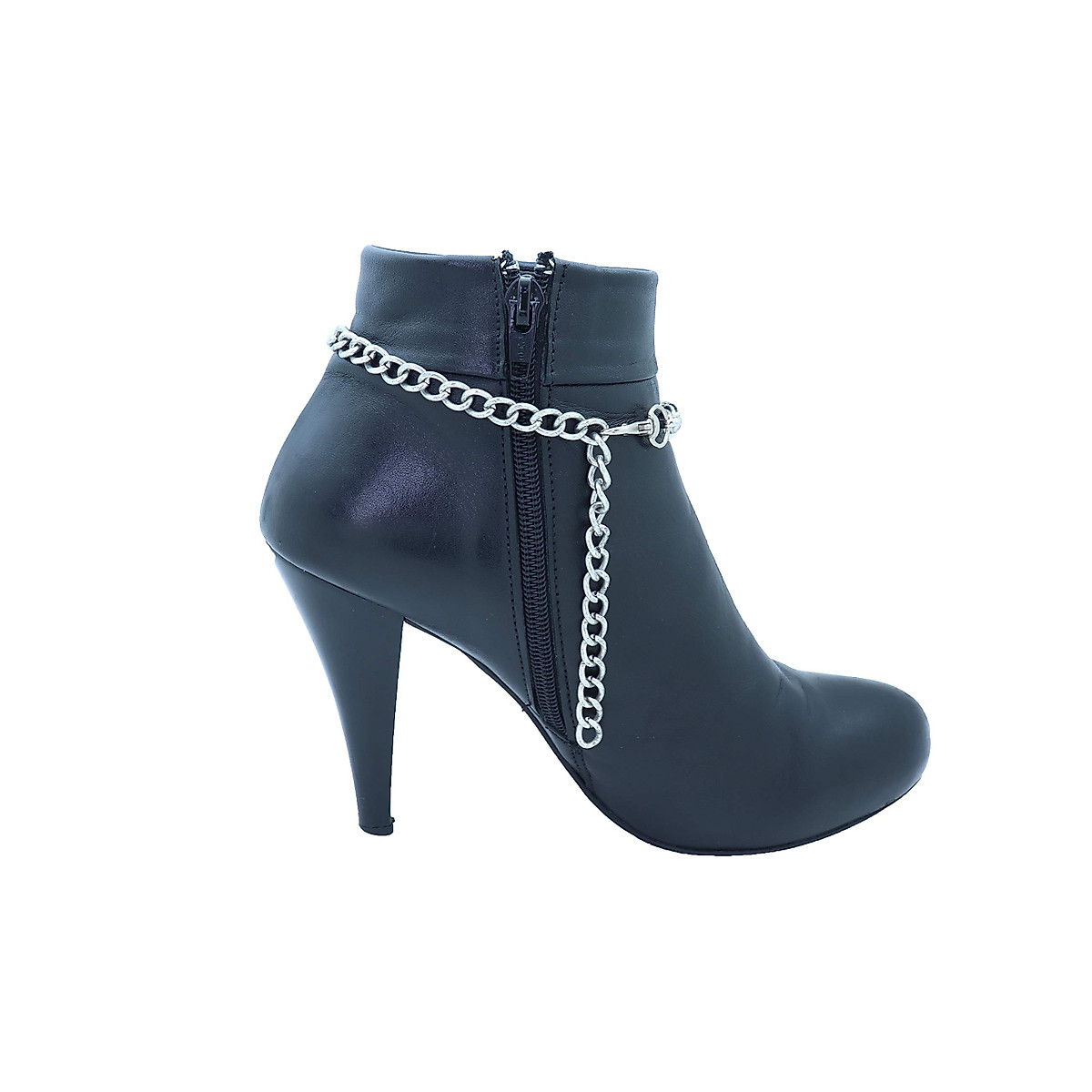 TFJ Women Western Fashion Jewelry Boot Bracelet Silver Metal Chain Shoe Native Style Feather Charm Turquoise Blue