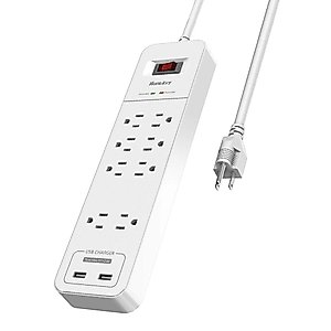 Huntkey Power Strip Surge Protector 4000 Joule, 3 USB Charger Port 12 Widely Space Outlet 6Ft Extension Cord Power Bar for Office Room (Black)
