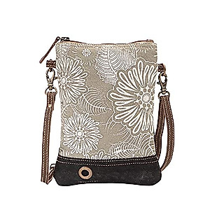 Myra Bag Leafy Upcycled Canvas & Leather Crossbody Bag S-1466