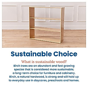 ECR4Kids Streamline 3-Shelf Storage Cabinet, 36in High, Double-Sided Display, Natural
