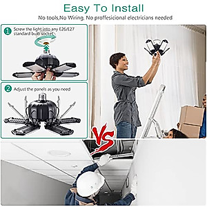 ORIA LED Garage Lights, LED Garage Ceiling Light, 120W Ultra Bright LED Shop Light with 5 Adjustable Panels,10000LM 6000K E26/27 Garage Light for Garages, Warehouses, Workshops, Basements, 2 Pack