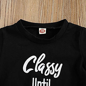 woshilaocai Newborn Baby Girl Funny Letter Print Short Sleeve T Shirt Top Cute Shorts Bloomers Headband Summer Clothes Set (black top football print shorts, 0-6 months)