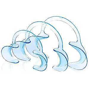 JMU Dental Cheek Retractor Mouth Opener for Teeth Whitening C Type Autoclavable, Clear Blue (Large,Small,Medium Pack of 3)