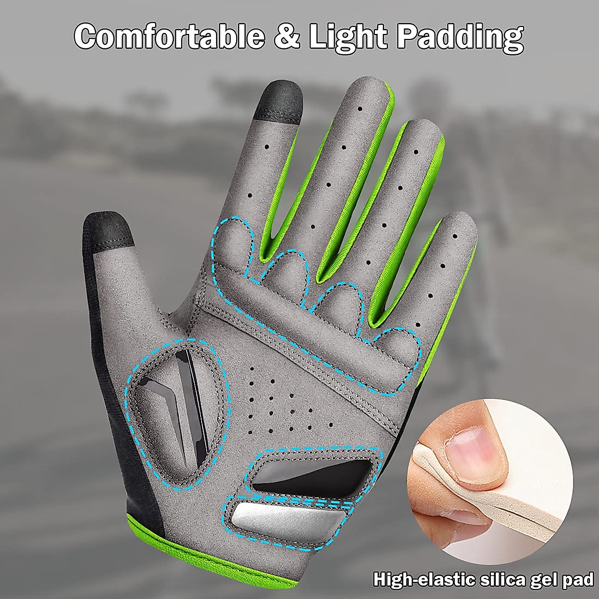 NICEWIN Cycling Bike Gloves Men Women, Padded Anti-Slip Mountain Bike Gloves, Touch Screen Full Finger Road Bicycle Biking Gloves (A Yellow, XL)