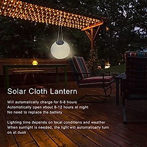Led Solar Cloth Lantern, Waterproof Led Solar Cloth Chinese Lamp Outdoor Wedding Party Garden Hook Lamp(Warm Light)