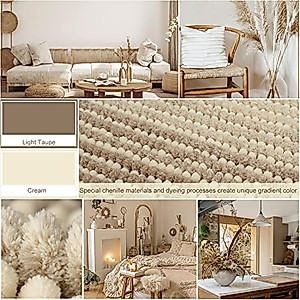 BSICPRO Bathroom Rugs, Bath Mat Rug for Bathroom Non Slip 17 x 24 Inches Water Absorbent Chenille Bathroom Floor Mats Machine Washable (Light Taupe and Cream)
