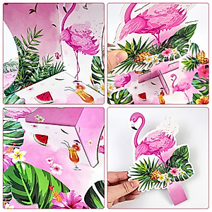 Rainmae 3 Tier Pink Flamingo Cupcake Stand, Hawaiian Theme Cupcake Holder, Luau Aloha Cake Holder Decorations, Dessert Tower Tropical Supplies Baby Shower for Summer Pool Beach Birthday Party Supplies