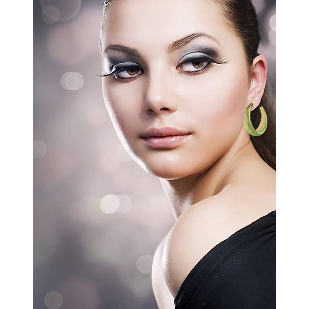 CSIYANJRY99 Green Hoop Earrings for Women Resin Acrylic Hoops Trendy Y2k Hoop Earrings C Shaped Resin Earrings for Women(E-green)