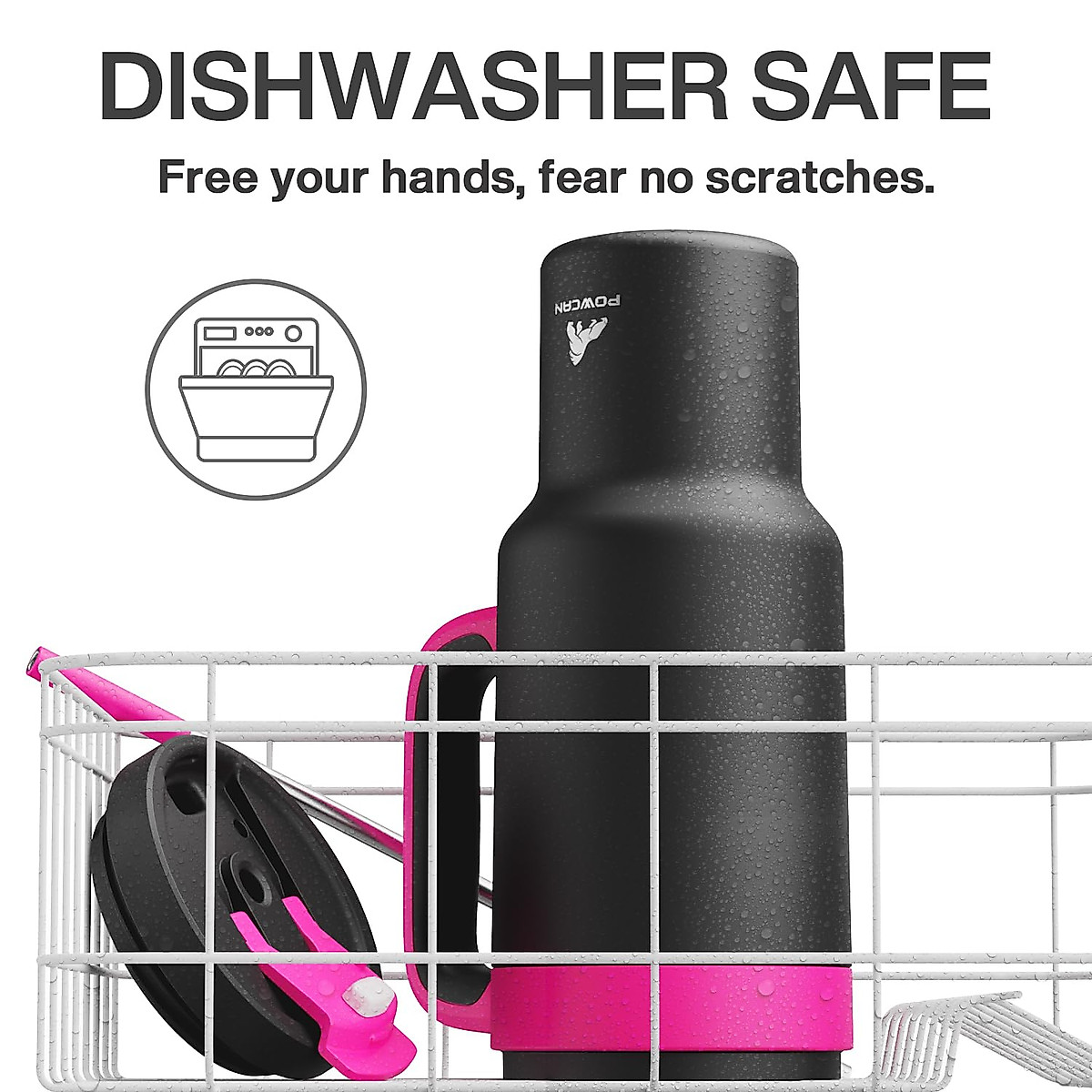 POWCAN 40 oz Tumbler with Handle, 2-in-1 Straw and Sip Lid, Leakproof, Dishwasher Safe, Insulated Stainless Steel Travel Coffee Mug, Keeps Cold for 34 Hours, Fits in Car Cup Holder (Berry)