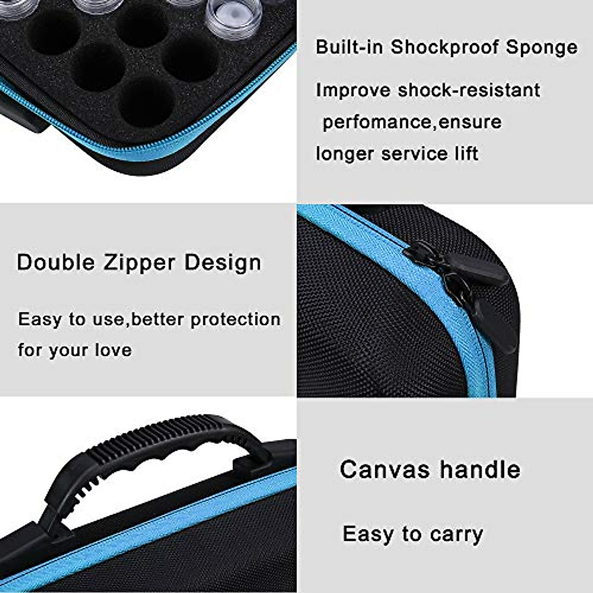 60 Slots Diamond Painting Storage Case, Shockproof Diamond Art Craft Accessories Containers for Jewelry Beads Rings Charms Glitter Rhinestones Come with 60 Plastic Jars (Blue)