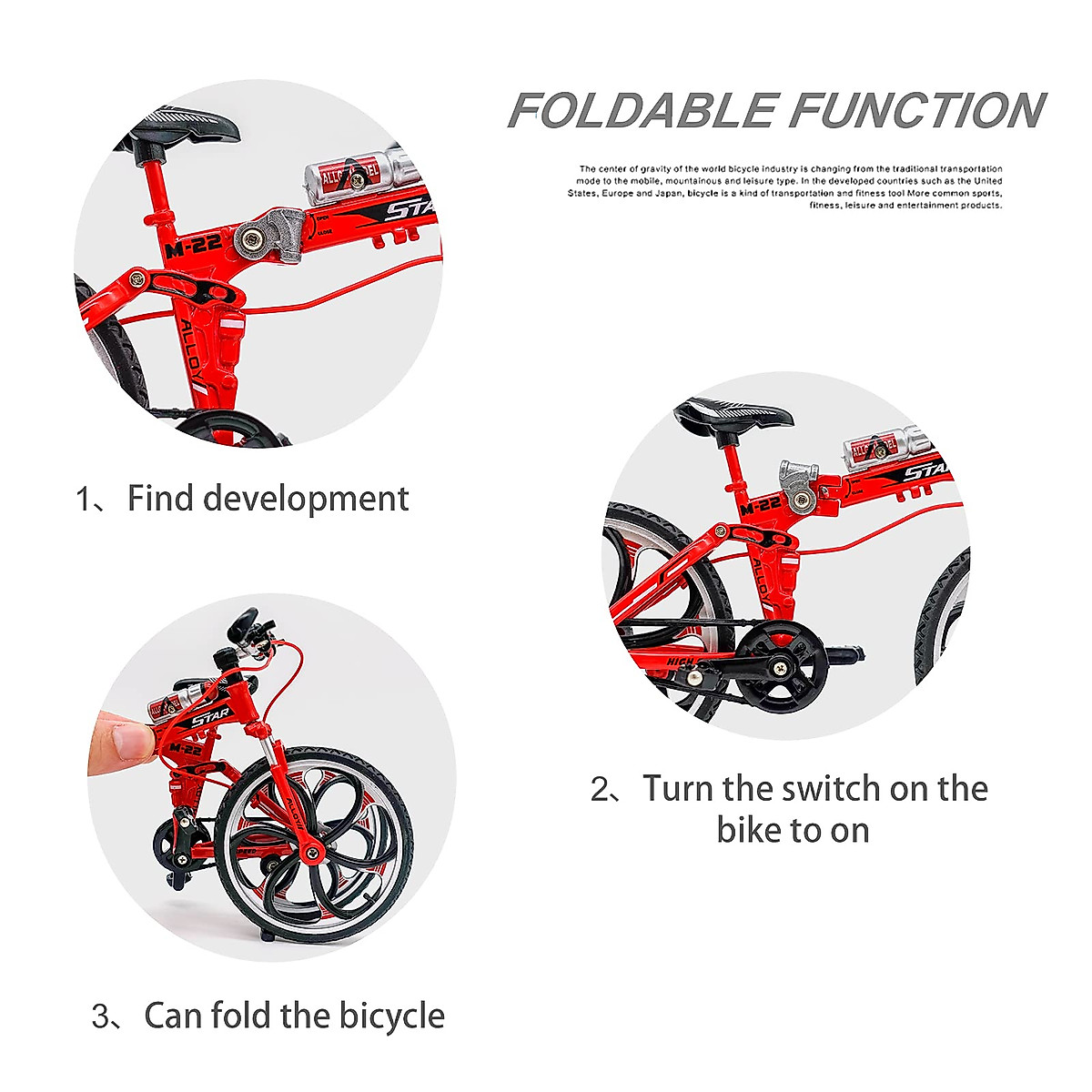 Ming You Alloy Bike Toy - The Die-cast Cross-Country Bike Model is Used for Various Home Decorations, Handicraft Collections. Birthday Gifts for Boys and Girls Bicycle Loversycle Lovers (Black/Red)