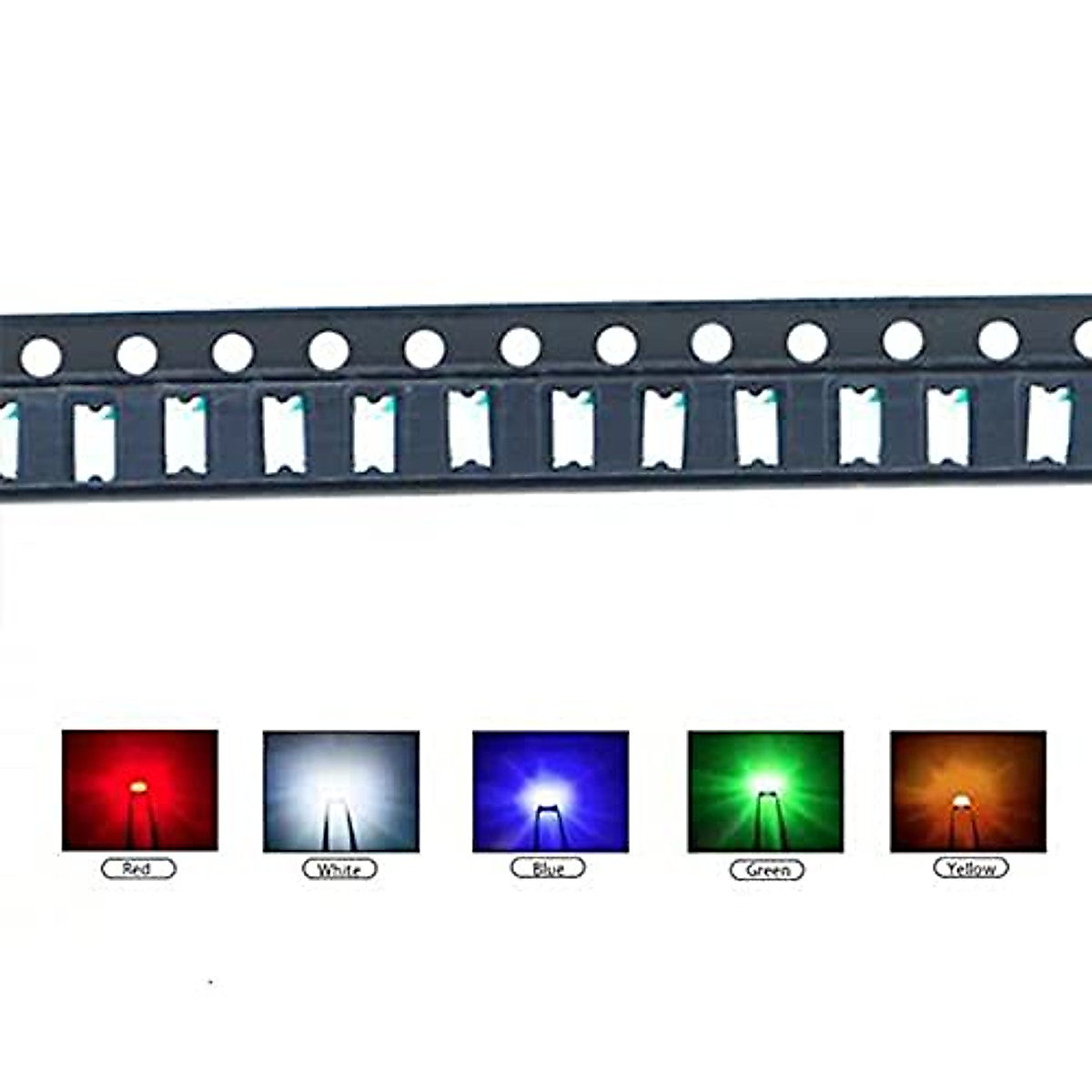 Cermant(5 Colors x 20 pcs = 100 pcs)1206 SMD LED Diode Lights Kit(Mini Chip 0.12 x 0.06 inch) Super Bright Lighting Bulb Lamps,Electronics Components Light,Emitting Diodes