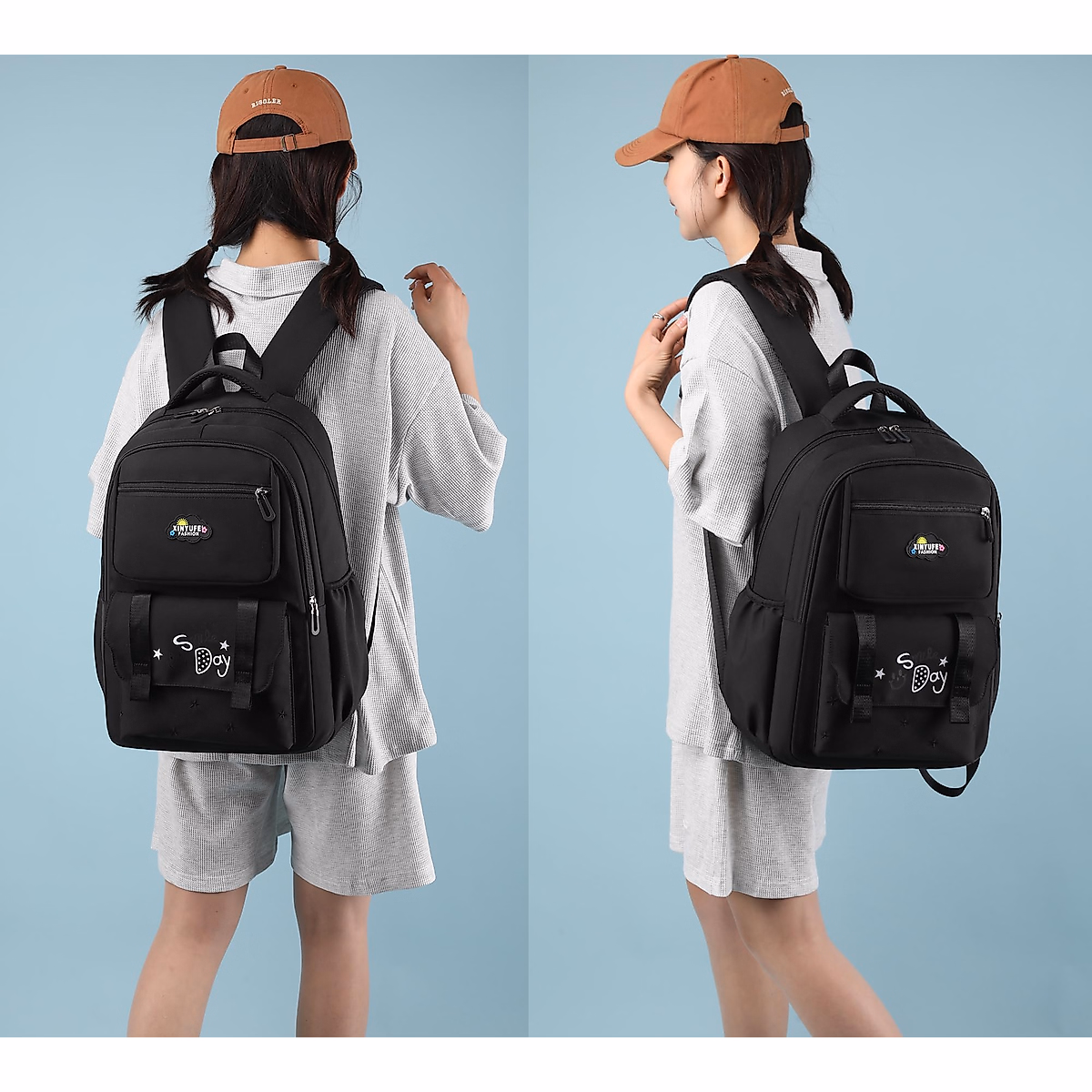 Makukke Backpack for Girls Kids, Cute Kawaii School Bag Lightweight Bookbag Backpack for Middle & High School with Anti Theft Pocket, Pink Backpack