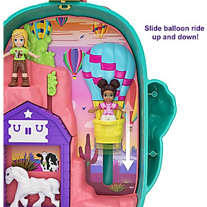 Polly Pocket Playset, Travel Toy with 2 Micro Dolls & Pet Horses, Pocket World Cactus Cowgirl Ranch Compact