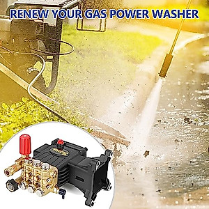 TOOLCY Pressure Washer Pump 3600-4000 PSI Max 4.4 GPM, 1 inch Shaft Horizontal Triplex Plunger Power Washer Pump Replacement, Direct Drive Pressure Pump with Unloader, 5 Nozzle Tips, M22-14mm Adapter