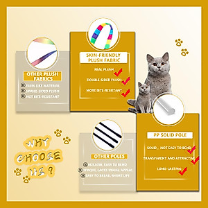 FYNIGO Interactive Cat Rainbow Wand Toys for Indoor Cats and Kittens,Extended Colorful Cat Teaser Wand String Plush Toy,Original Product Strong and Sturdy Pole with Bells(2 Pack)