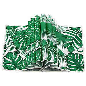 Qeeenar 150 Pcs Wax Paper Palm Leaf Summer Theme Wax Paper Sheets for Food Greaseproof Sandwich Wrapping Paper Waterproof Food Basket Liners Oil Leaf Deli Paper for Burger Cookies Candy Dessert