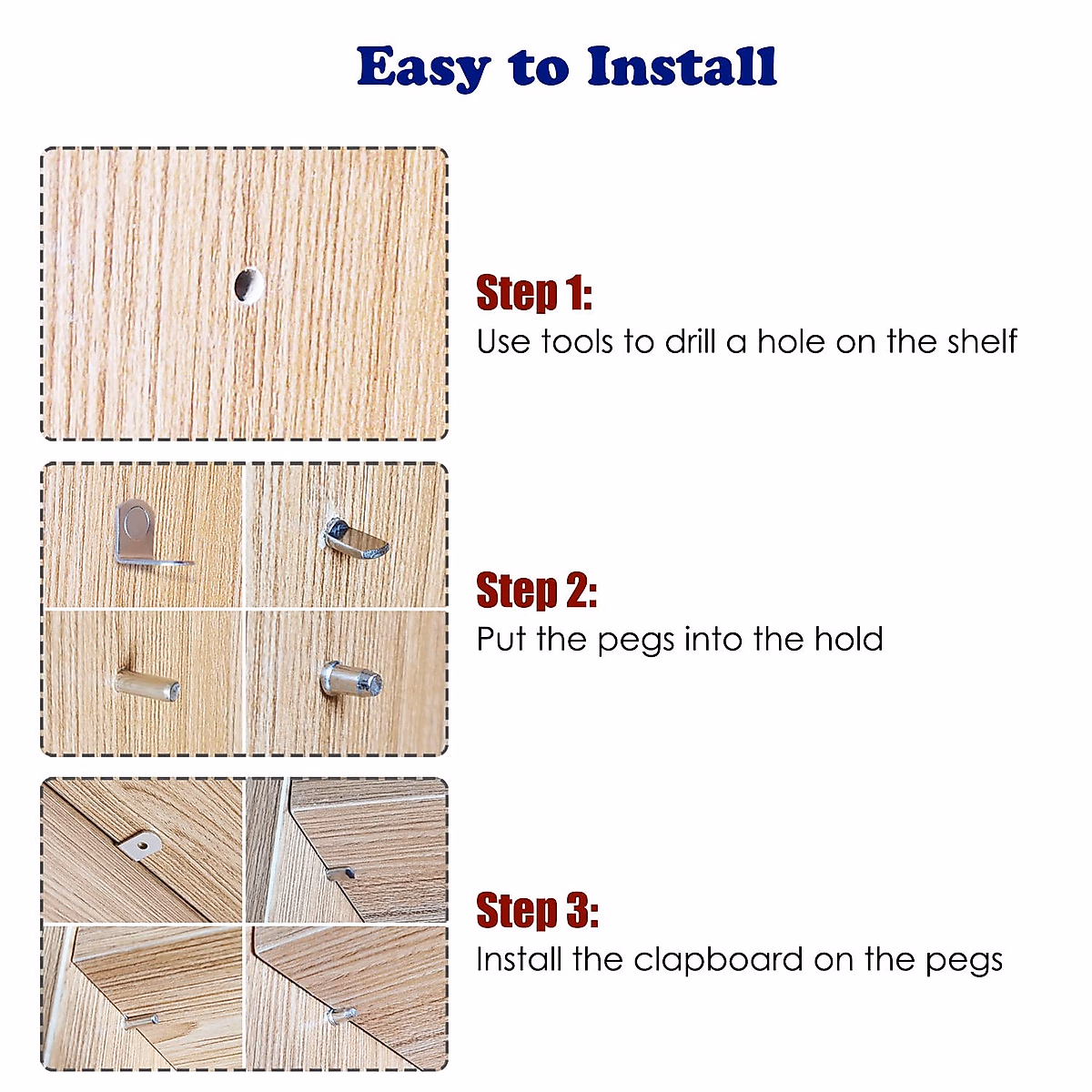 Shelf Support Pegs Kit, 94 Pcs 4 Styles Shelf Pegs, 5mm Nickel Plated Cabinet Shelf Bracket Pegs, Shelf Pins Holders for Bookcase Kitchen Closet Shelf Shelves Furniture Cabinet