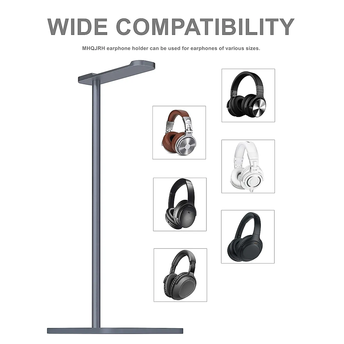 MHQJRH Aluminum Headphones Stand Holder, Suitable for Headphone Display Stands of All Gaming headsets and Wireless Headset Sizes (Space Gray)