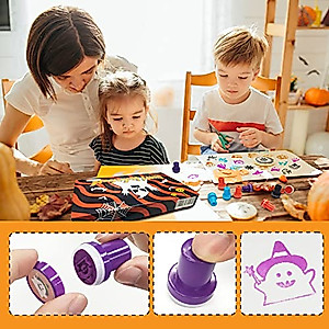 24 Pcs Assorted Halloween Stamps, Children Self-Ink Stampers for Party(24 Designs), Holiday Toy Gift Halloween Game Prizes for Kids